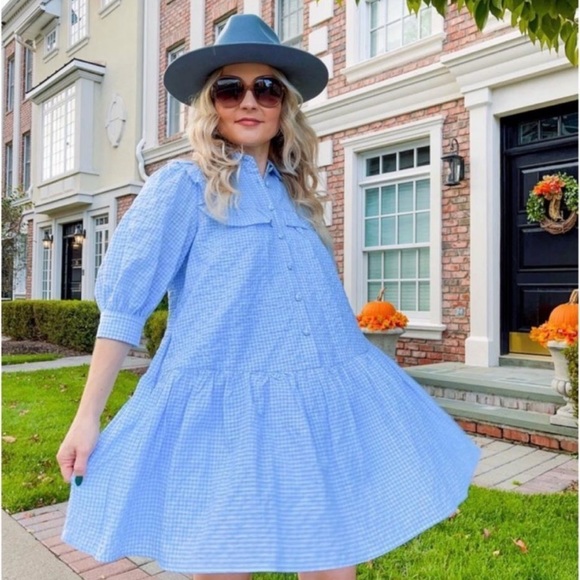 Sandy Liang | Dresses | Womens Sandy Liang Target Blue Gingham Dress ...